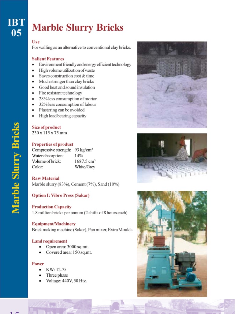 Marble Slurry Bricks | PDF