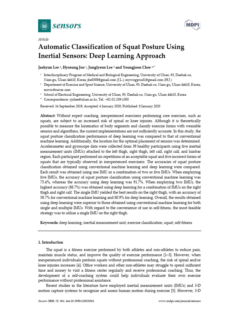 Automatic Classification of Squat Posture Using in | PDF
