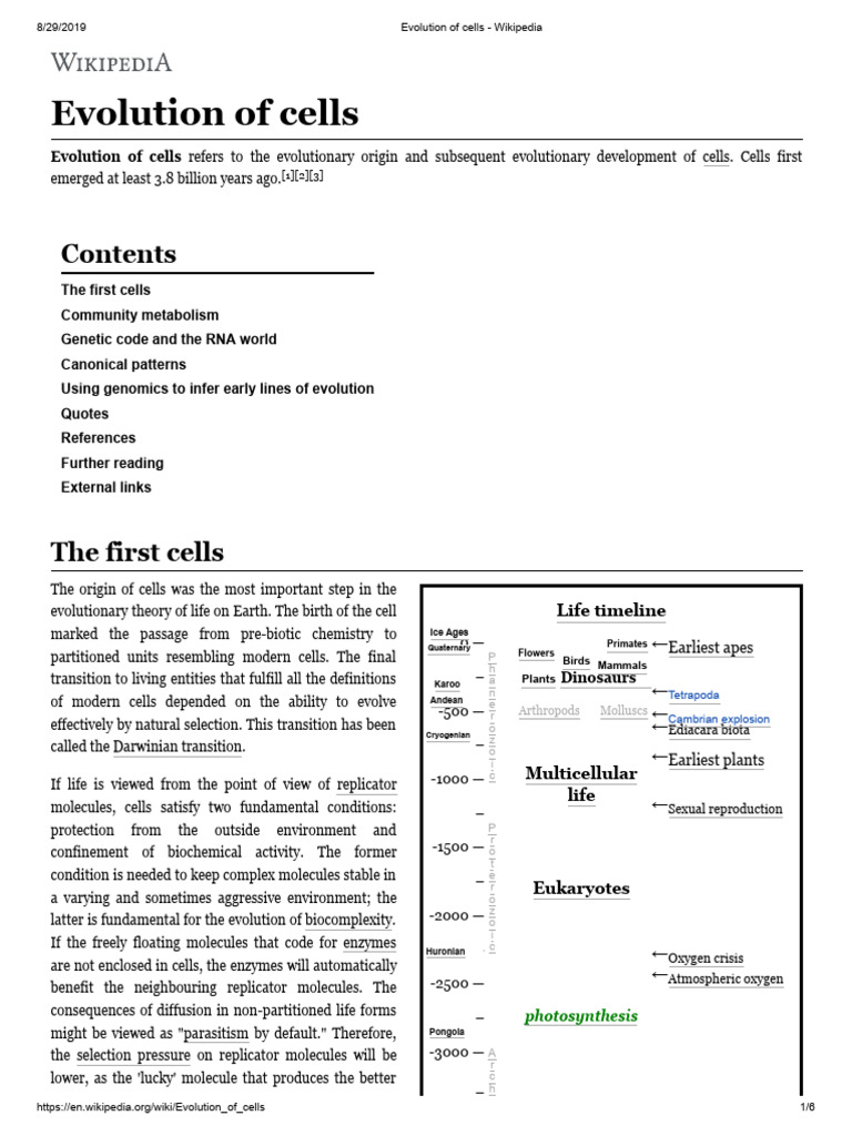 Evolution of Cells PDF | PDF