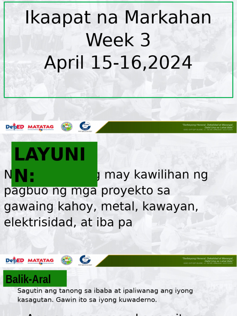 Epp 5 Industrial Arts Week 3 | PDF