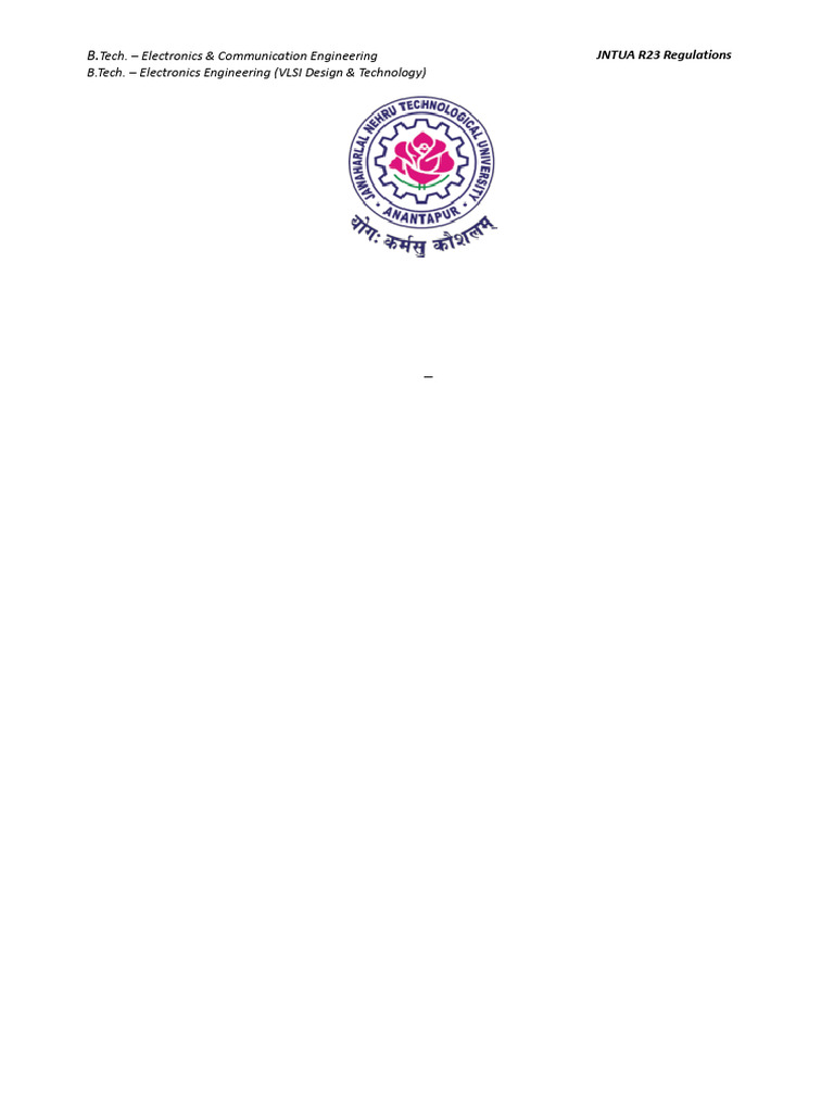 JNTUA B.tech - ECE Electronics Engineering VLSI Design and Technology R23 I II Year Course .. | PDF