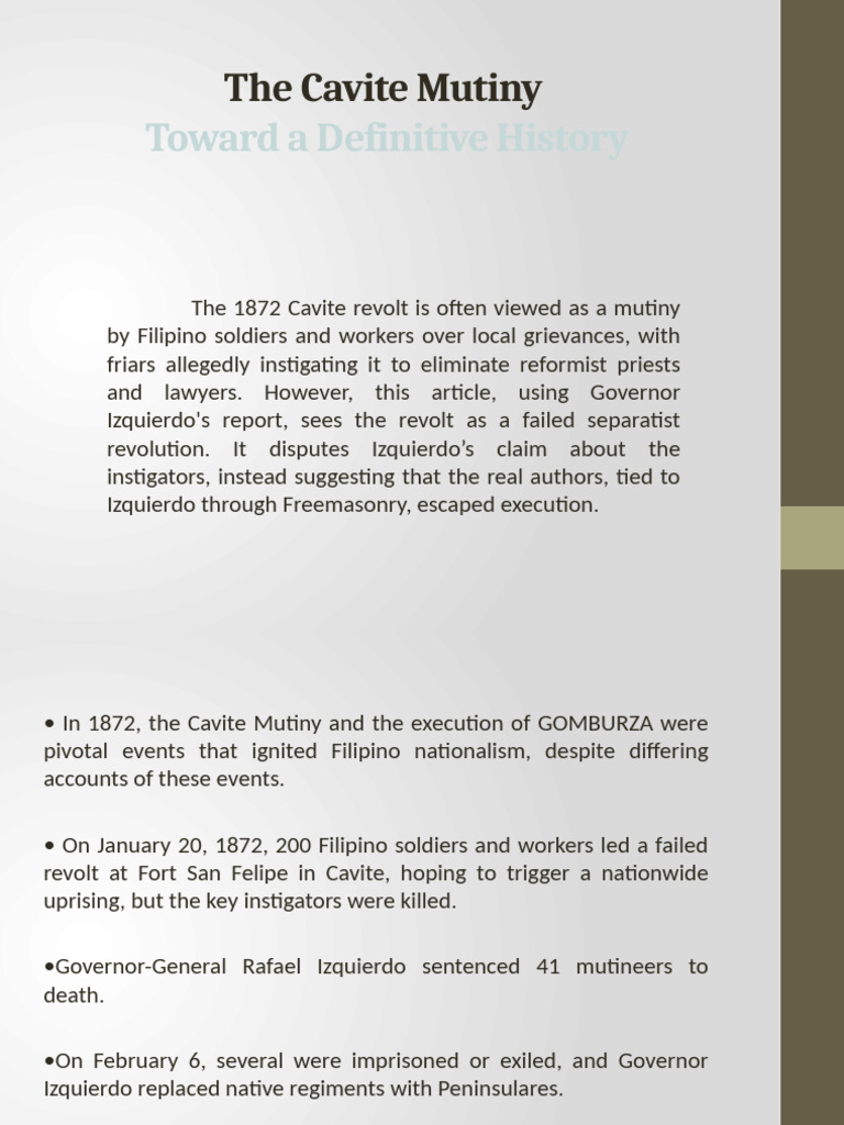 The Cavite Mutiny Toward A Definitive History | PDF