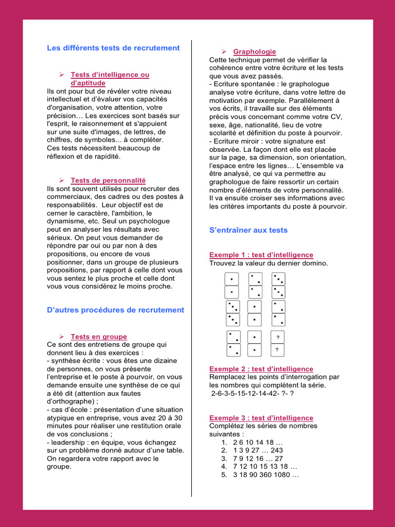Chapitre 3 Test d'embauche | PDF