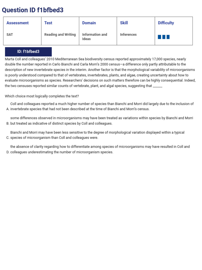 SAT Suite Question Bank - RD1-1 | PDF