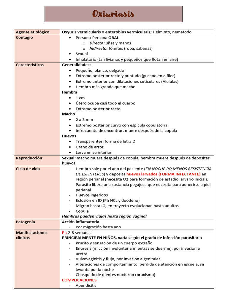 OXIURIASIS | PDF