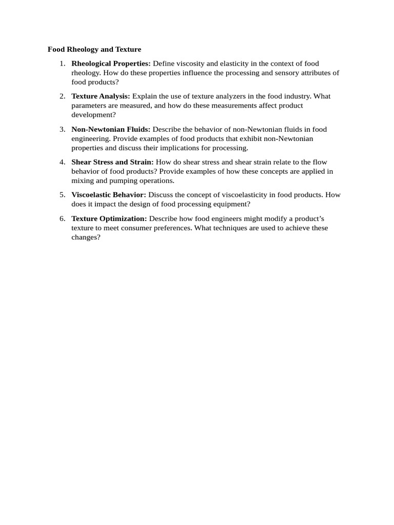 Food Rheology and Texture | PDF