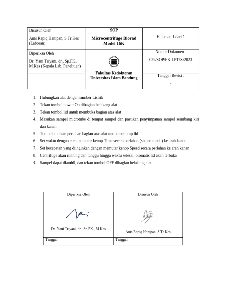 SOP Microcentrifuge Biorad 16K | PDF