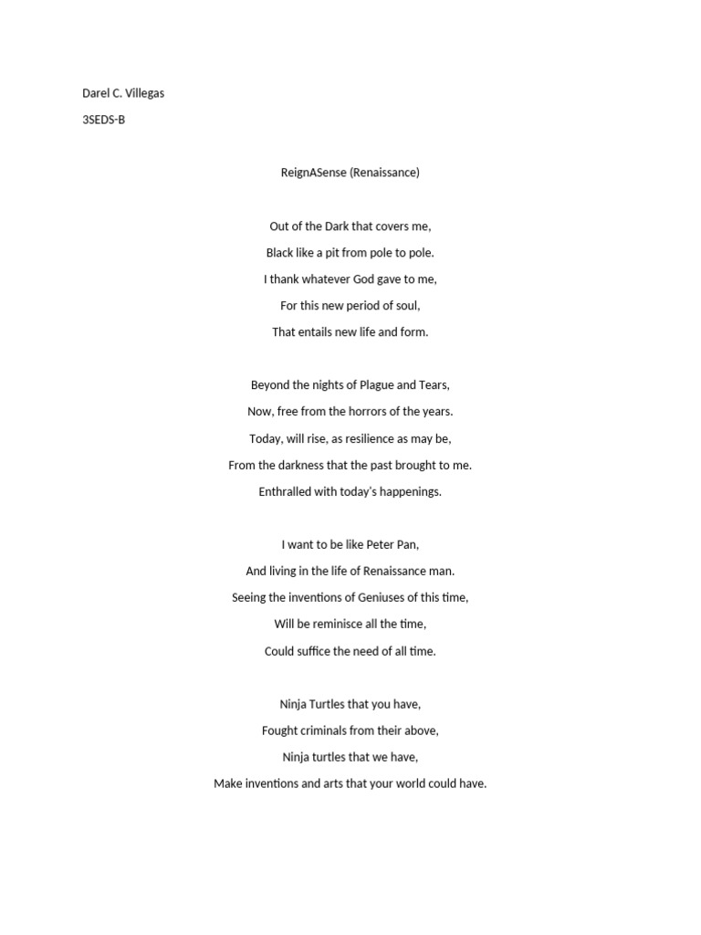 VILLEGAS - Renaissance Poem | PDF