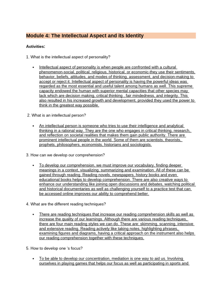 The Intellectual Aspect and Its Identity | PDF