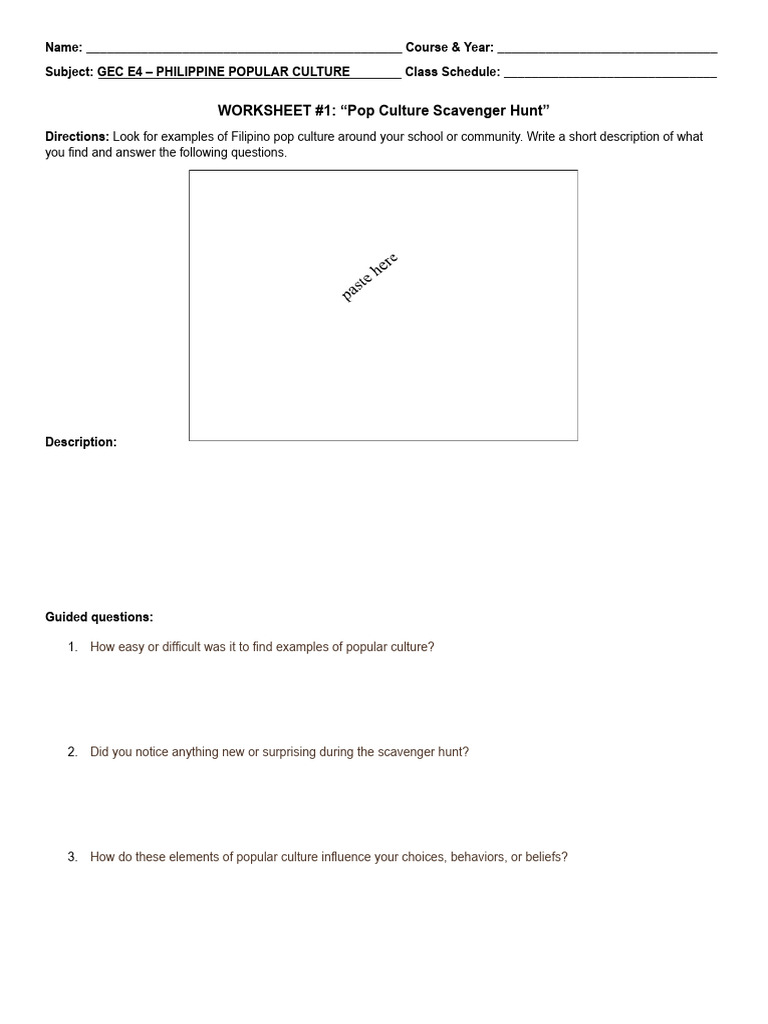 Worksheet No. 1 | PDF