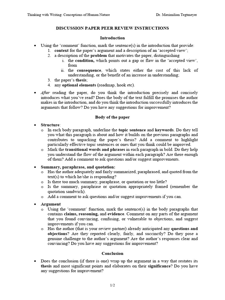 5.2. (First Draft) Peer Review Instructions | PDF