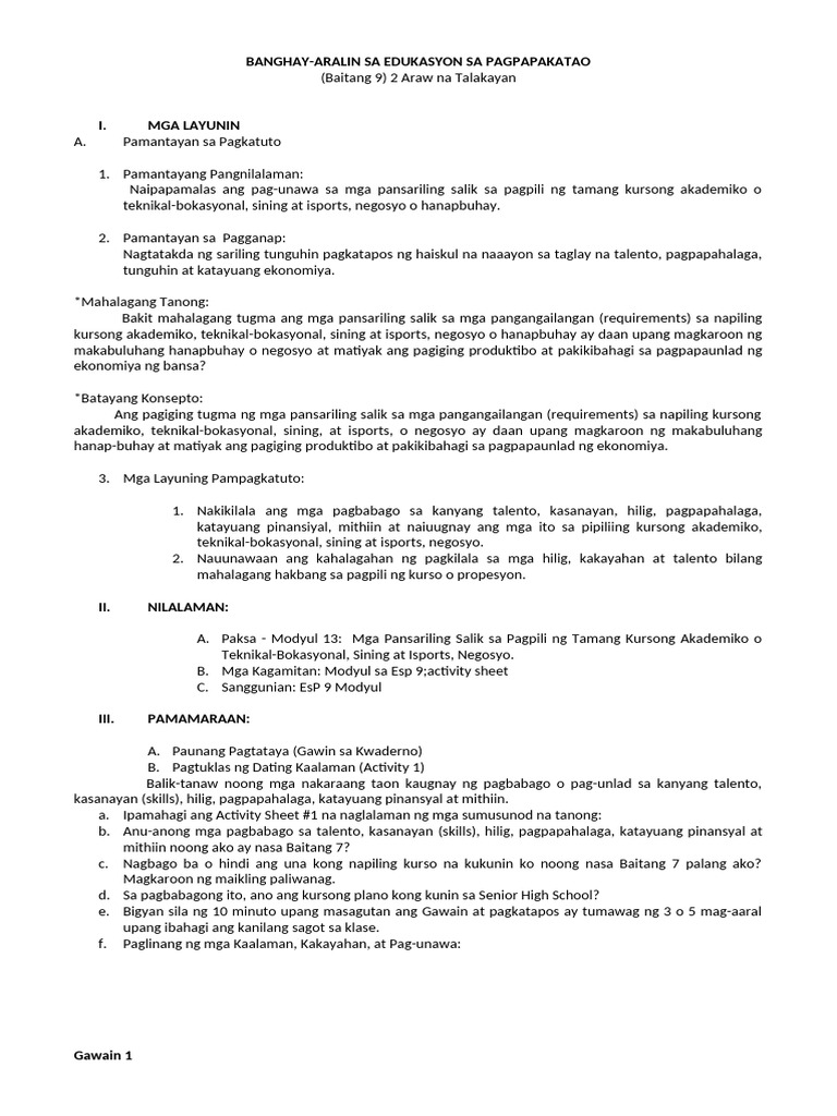 LP Modyul 13 Esp9 | PDF