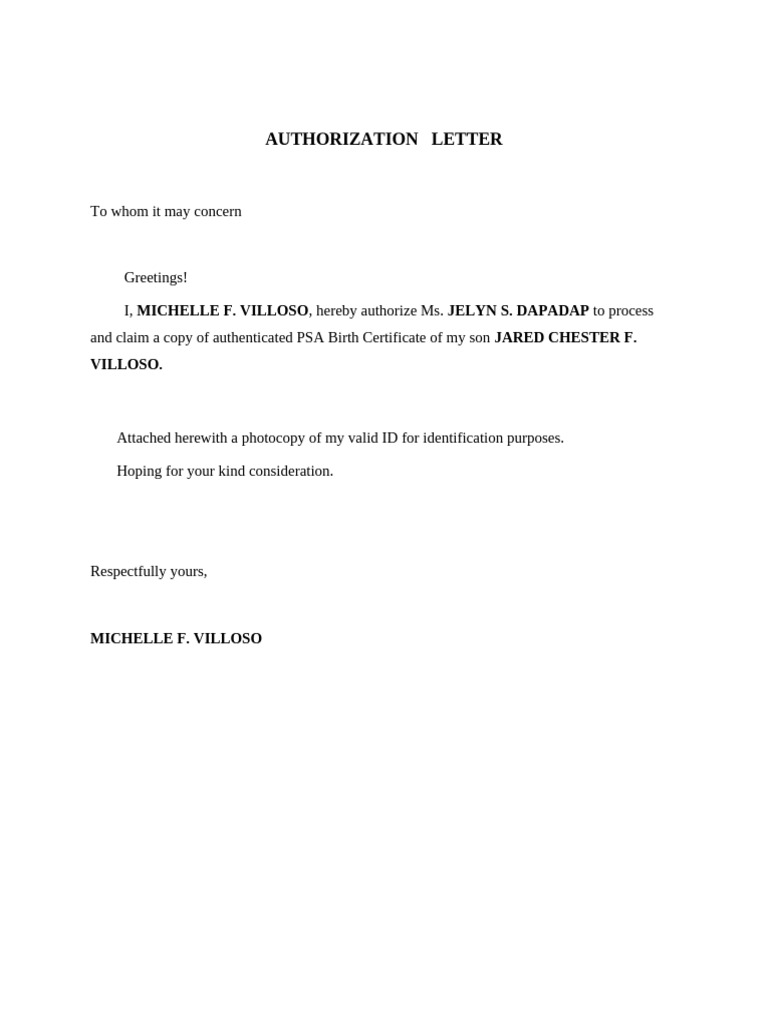 Authorization Letter | PDF