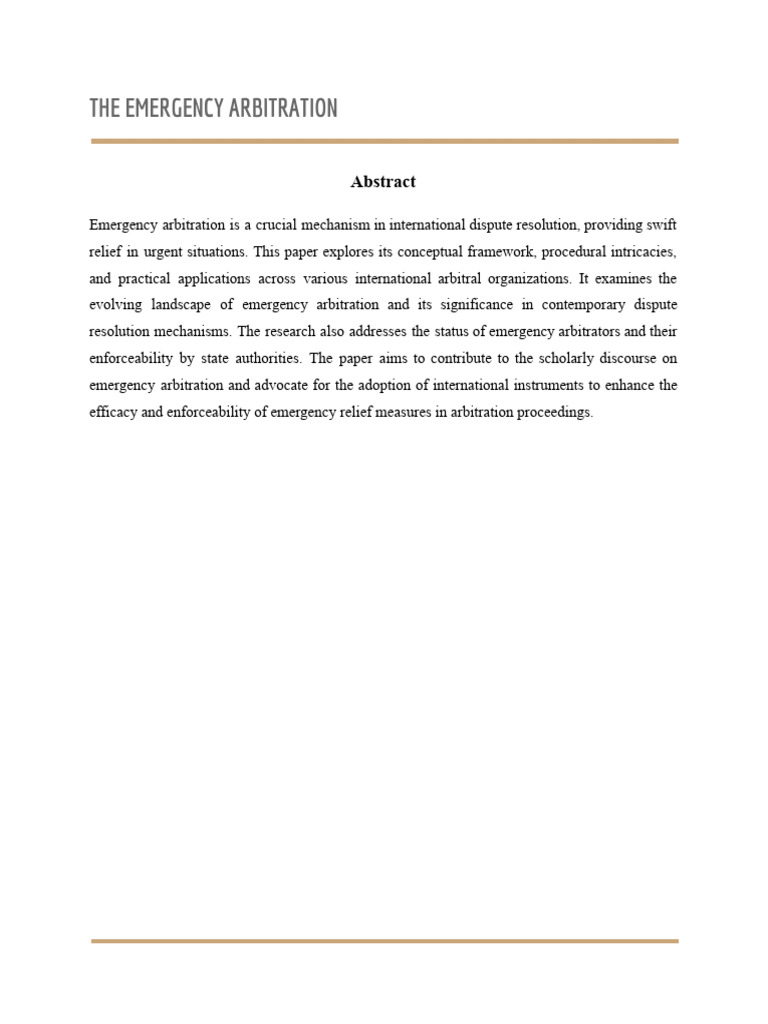 Emergency Arbitrator | PDF