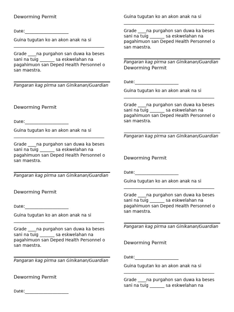 Deworming Permit | PDF