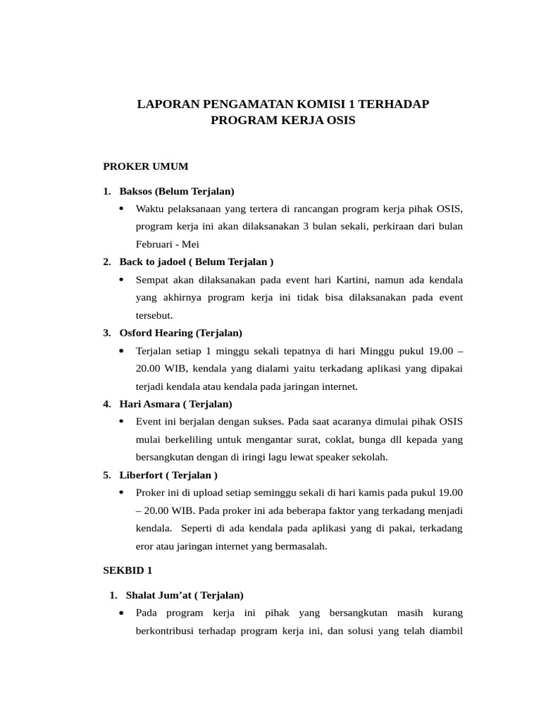 Laporan Proker | PDF