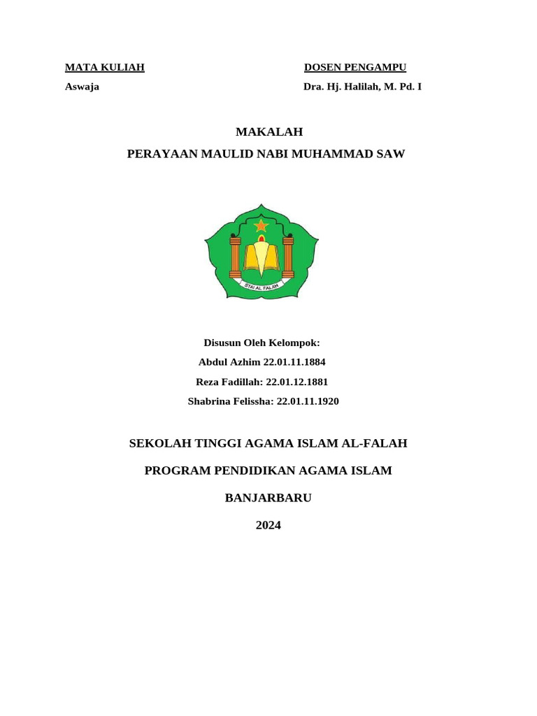 708 - 04 - Makalah - PERAYAAN MAULID NABI MUHAMMAD SAW | PDF