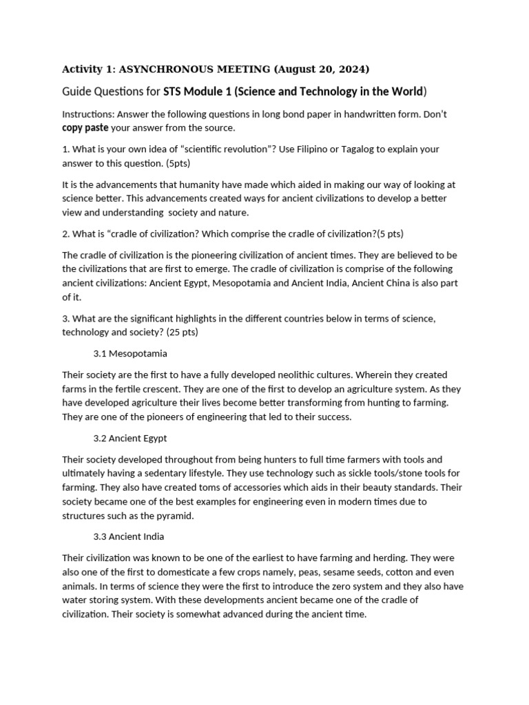 Activity 1.STS Module 1 | PDF