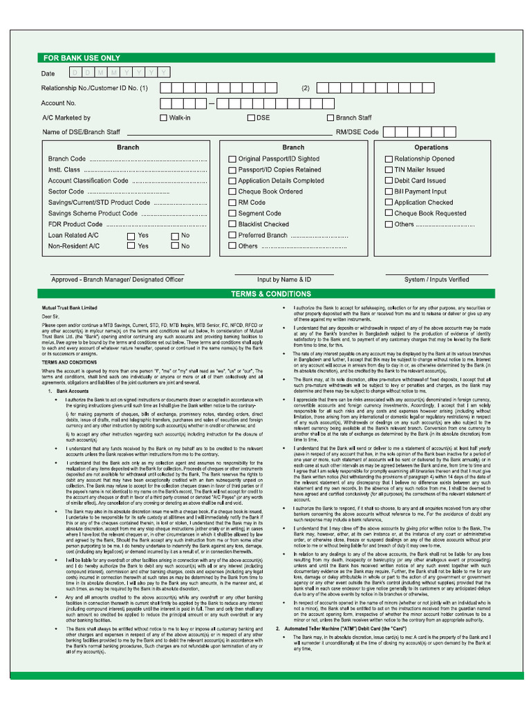 Ac Opening Form | PDF