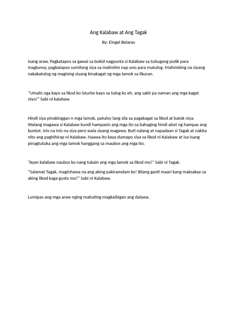 Ang Kalabaw at Ang Tagak | PDF