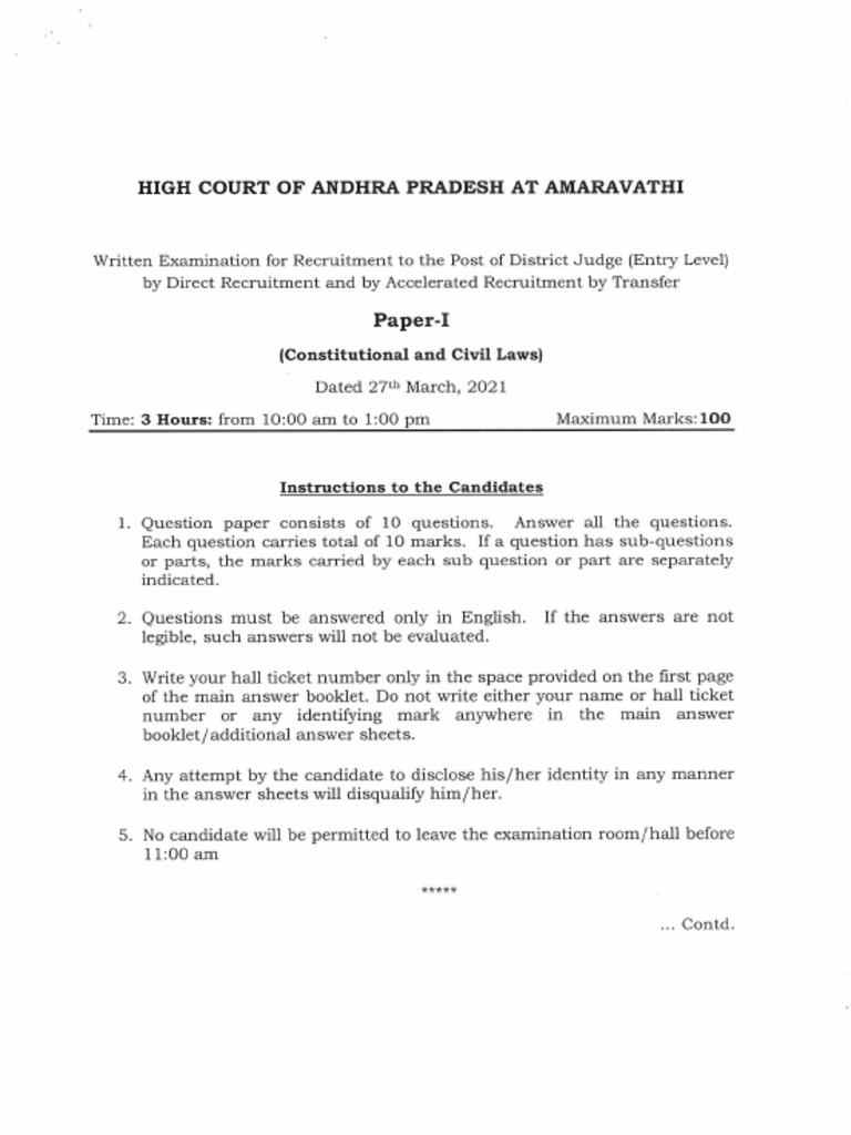 District Judge Question Paper 2019 | PDF
