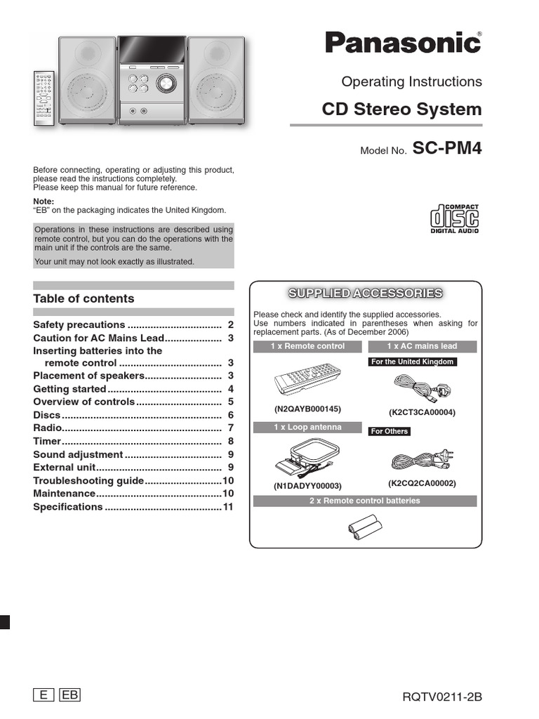 Manuale - Panasonic SA-PM4 | PDF
