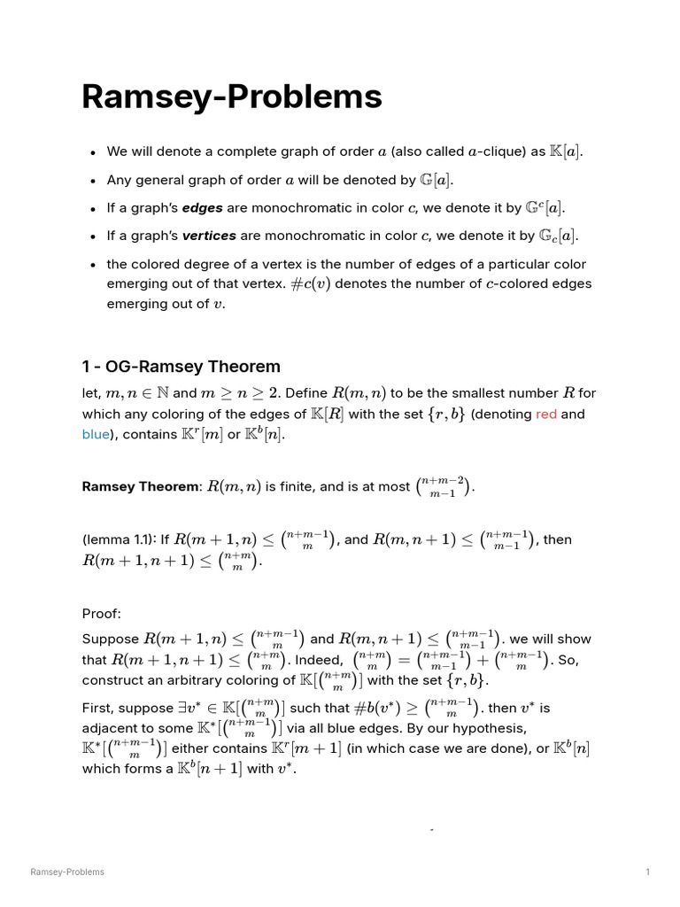 Ramsey Theorems and Proofs | PDF | Mathematical Analysis | Mathematics