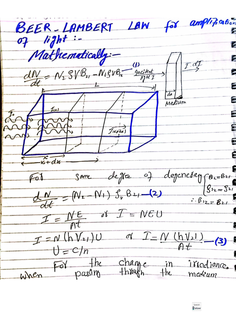 BEER LAMBERT law for light | PDF