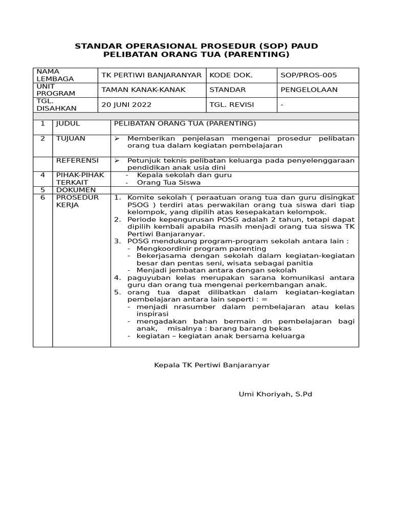 5 Sop Parenting | PDF