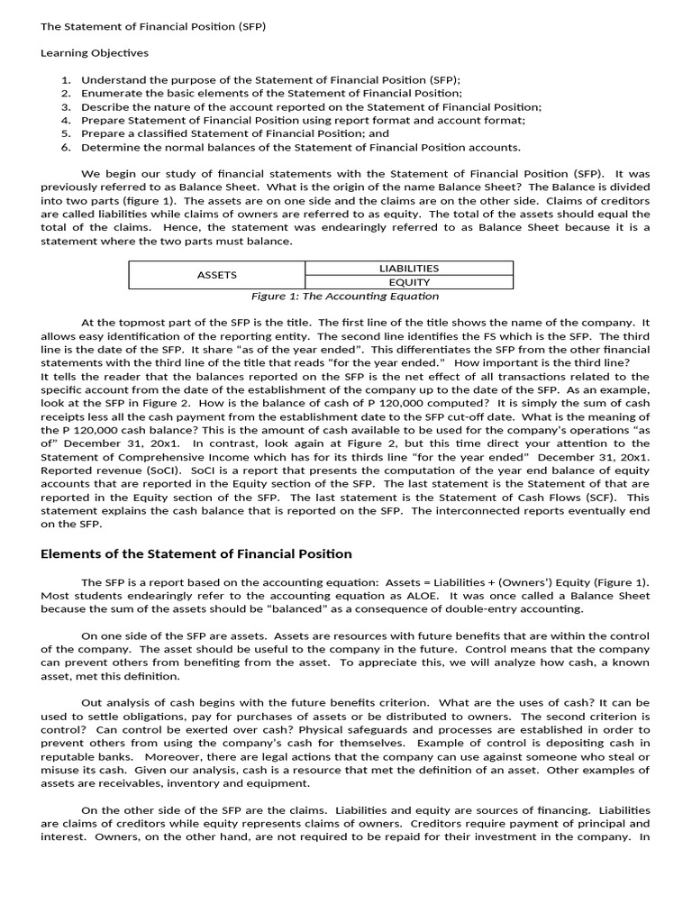 The Statement of Financial Position | PDF