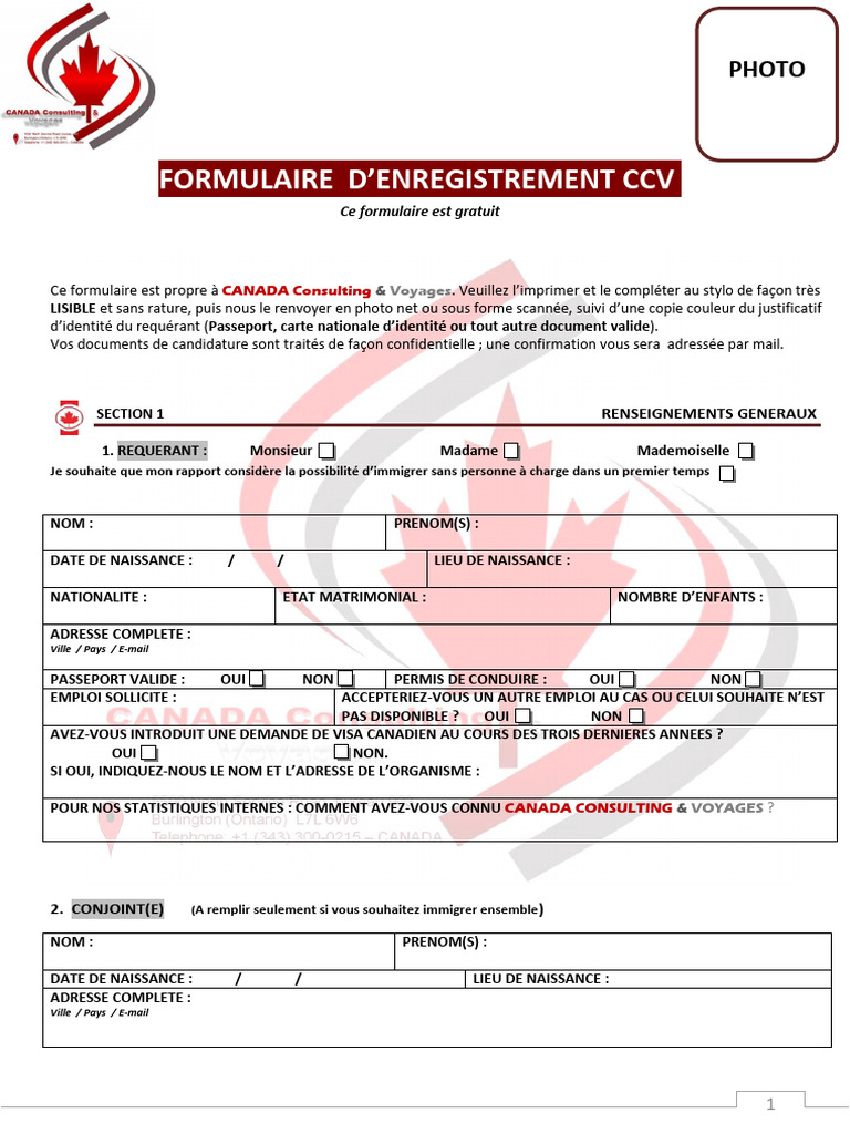 3921 Formulaire D'enregistrement CCV 0032 20 | PDF