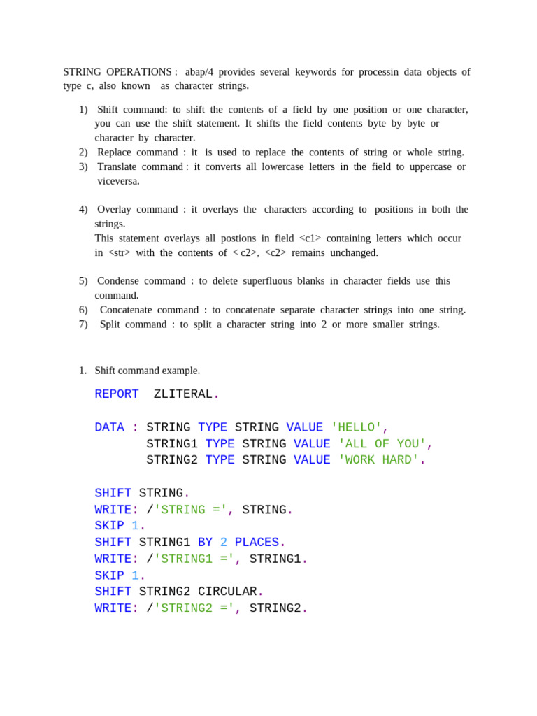 ABAP String Operations | PDF