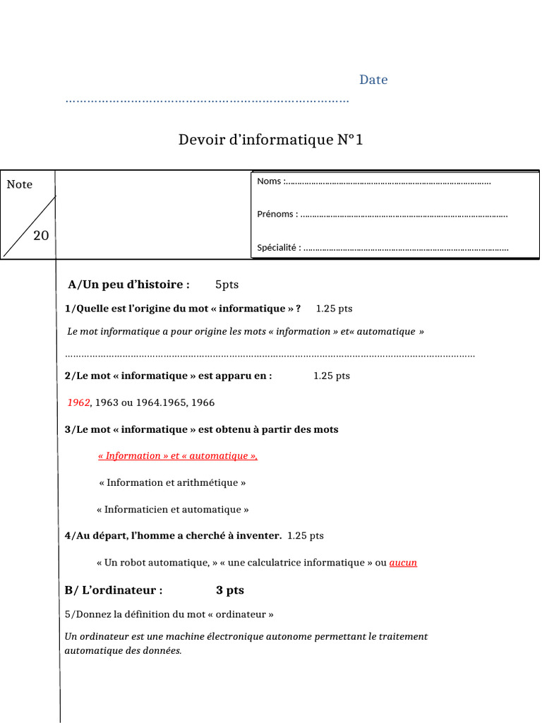 Correction Du Devoir | PDF