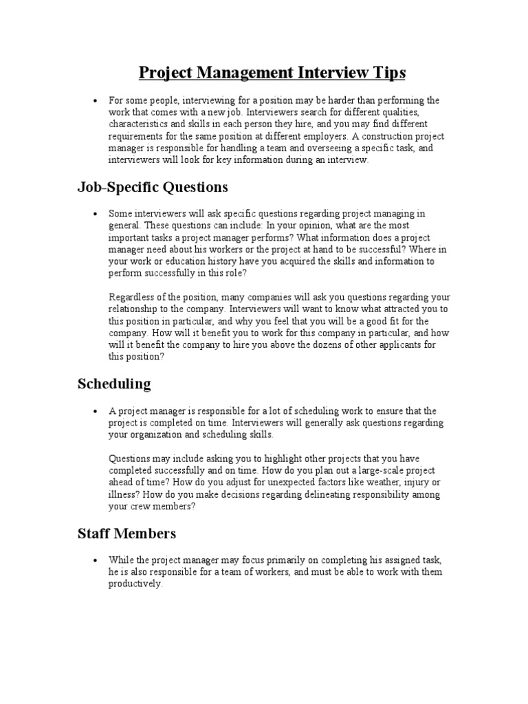 PM Interview Questions | PDF | Construction Management | Project Manager