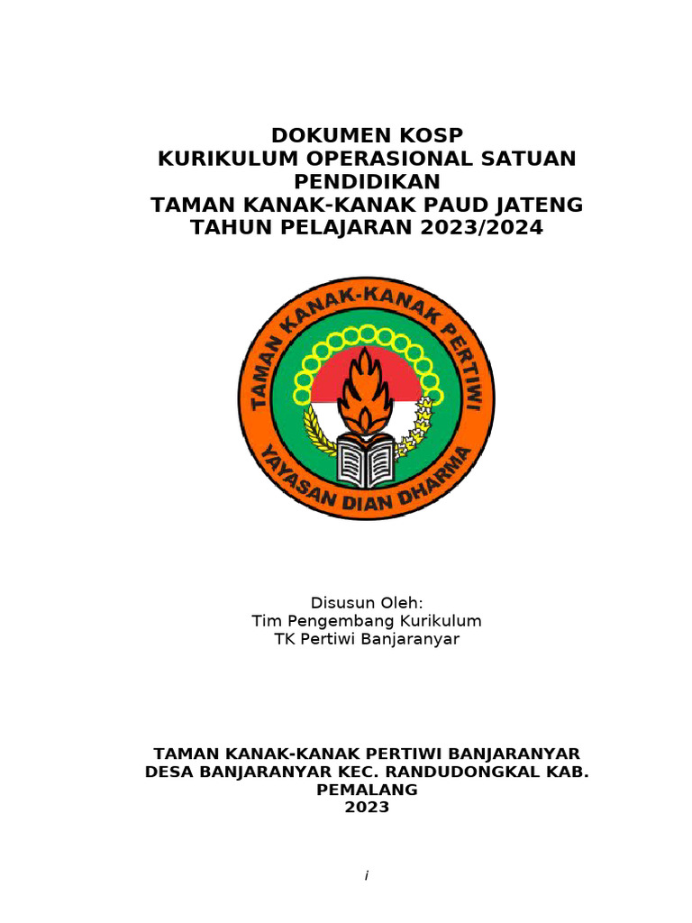 Dokumen KOSP PAUD Jateng | PDF