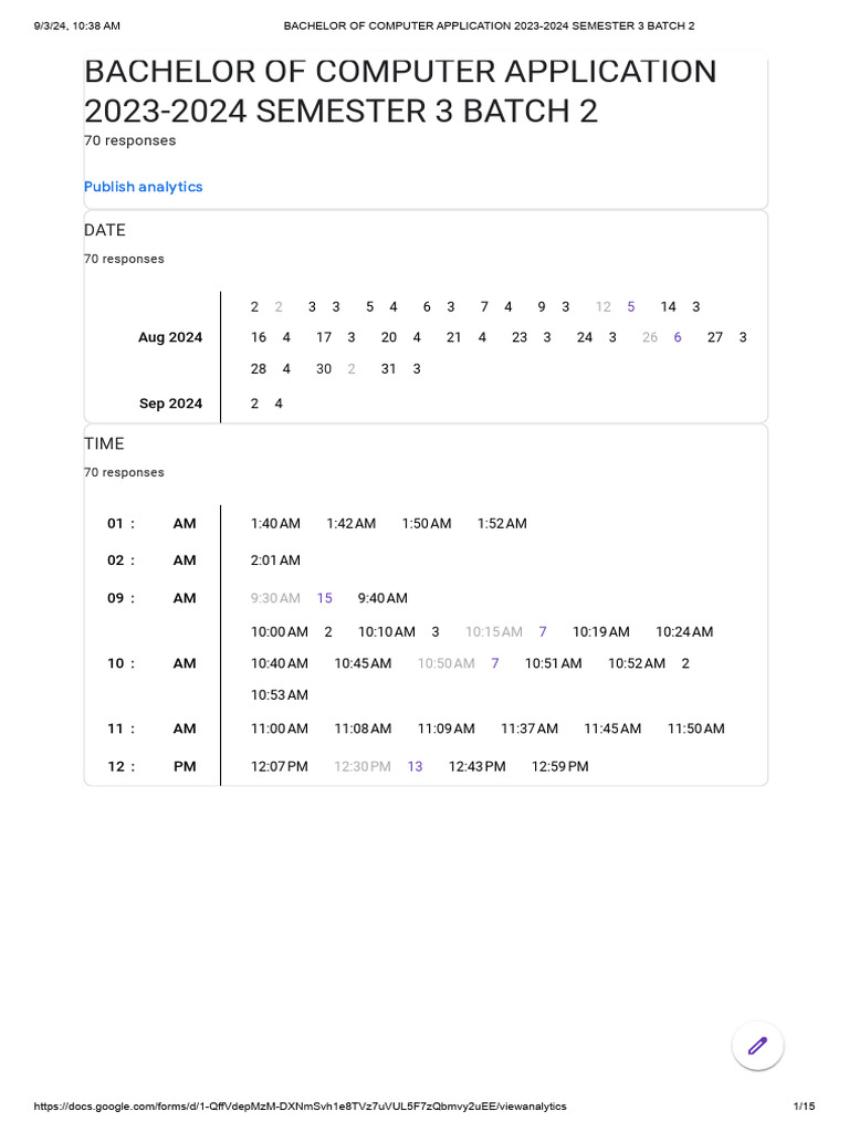 Bachelor of Computer Application 2023-2024 Semester 3 Batch 2 | PDF