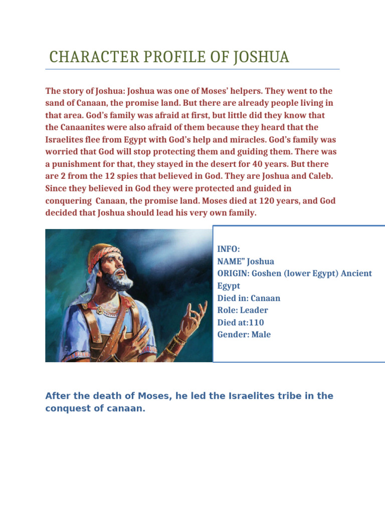 Character Profile of Joshua | PDF