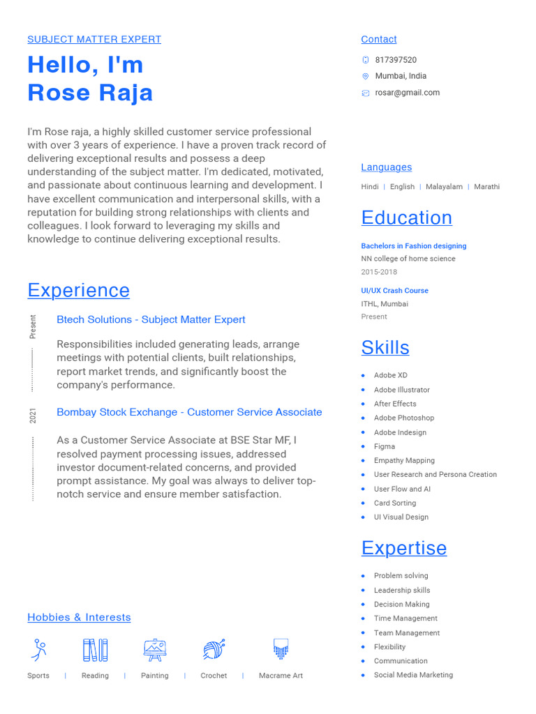Rose Raja CV | PDF