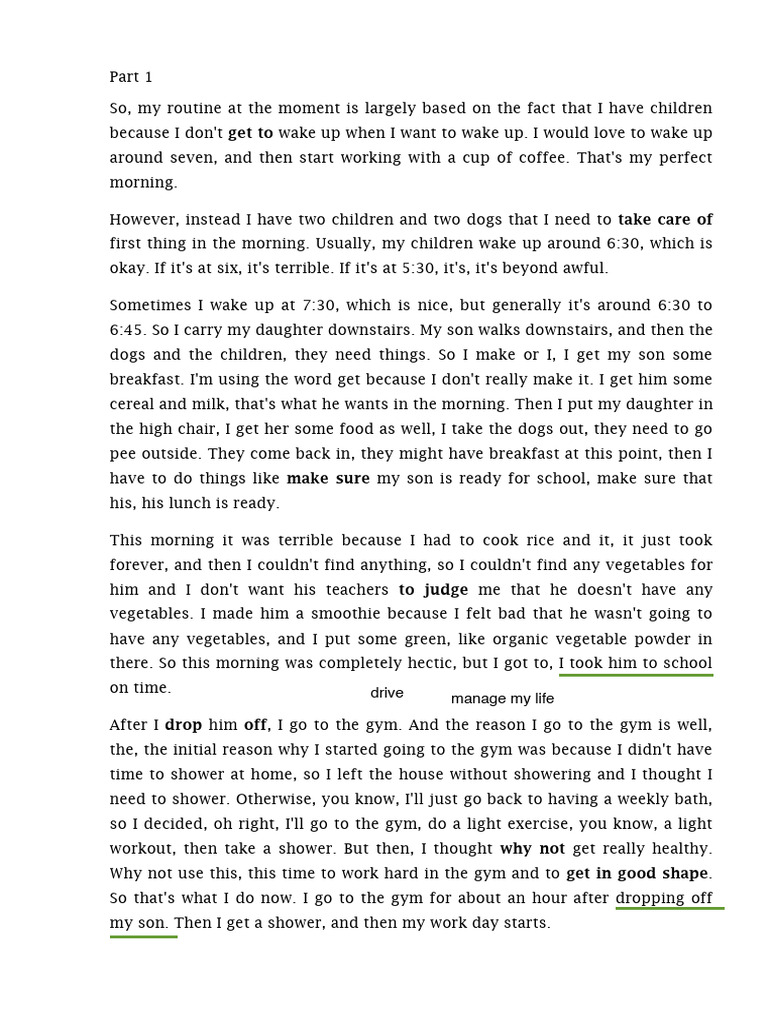 Script_Daily routine Part 1 | PDF Script_Daily routine Part 1 | PDF