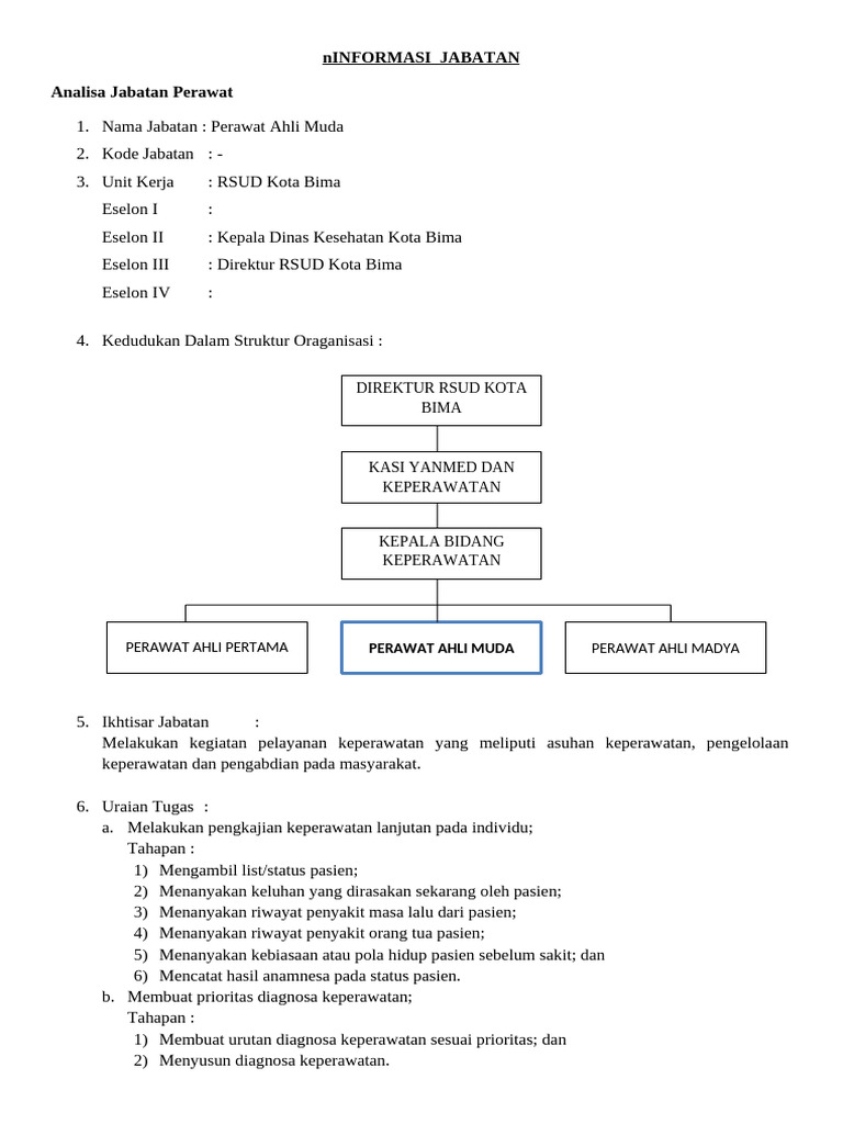ANJAB Perawat Ahli Muda Panca Docx | PDF