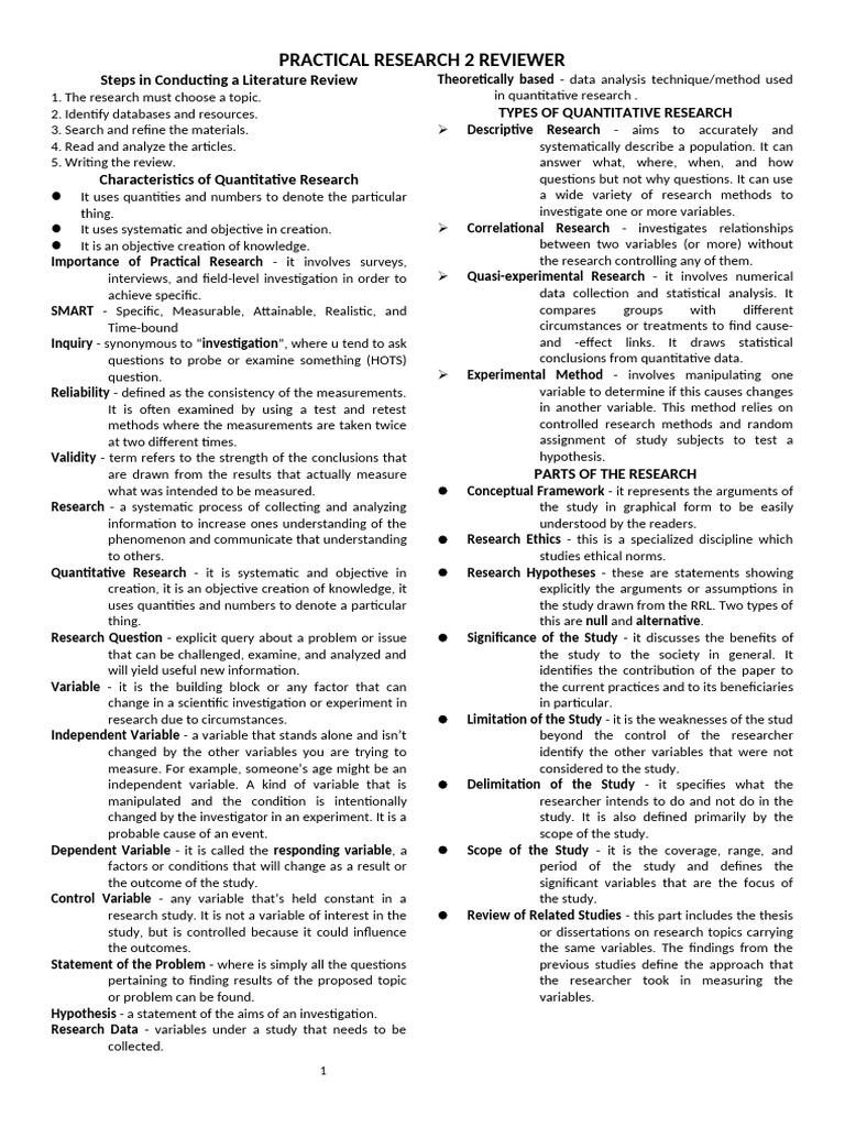 PRACTICAL RESEARCH 2 REVIEWER | PDF