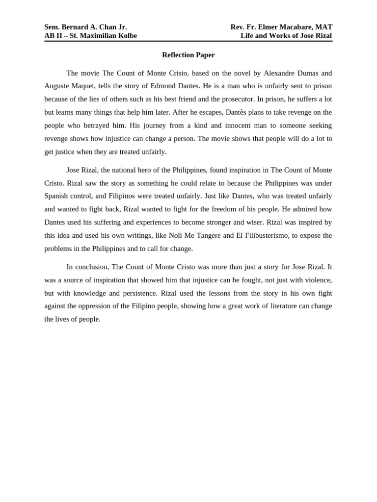 Reflection Paper Jose Rizal | PDF Reflection Paper Jose Rizal | PDF