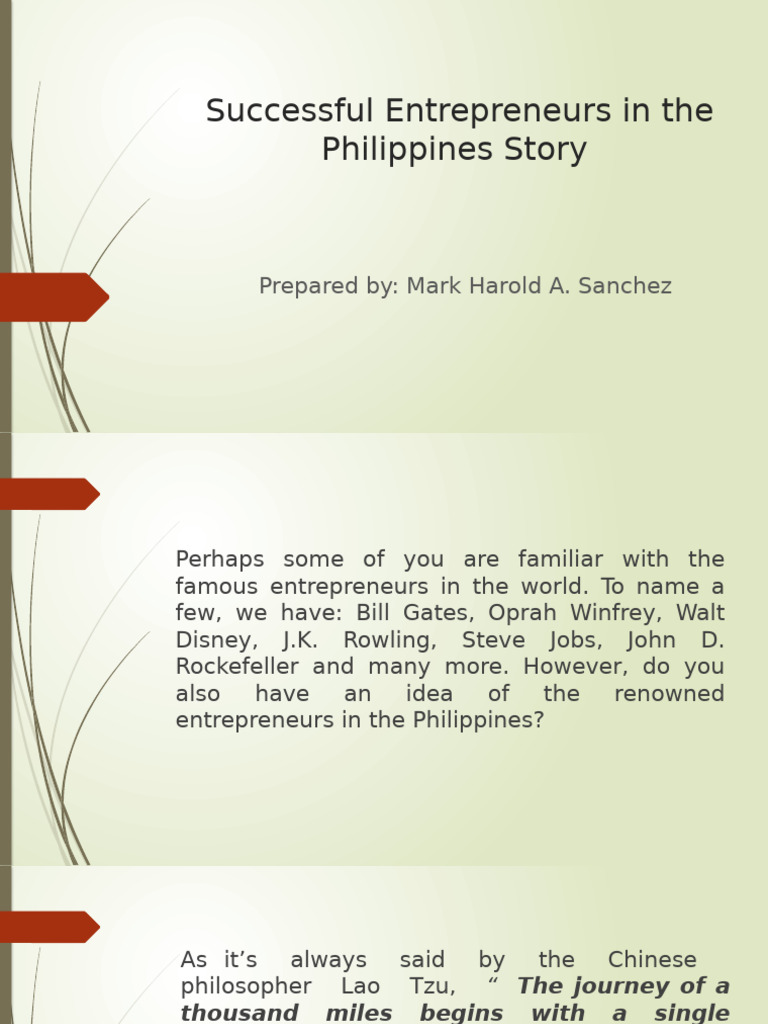 Successful Entrepreneurs in The Philippines Story | PDF