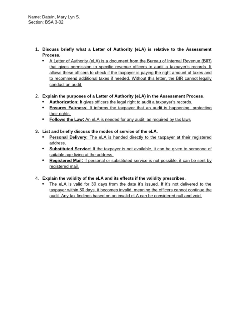 Mary Lyn Solomon Datuin - Electronic Letter of Authority | PDF