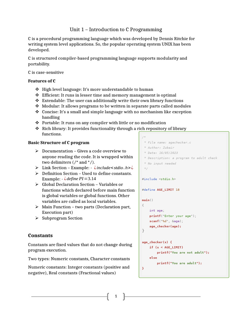 Programming in C | PDF