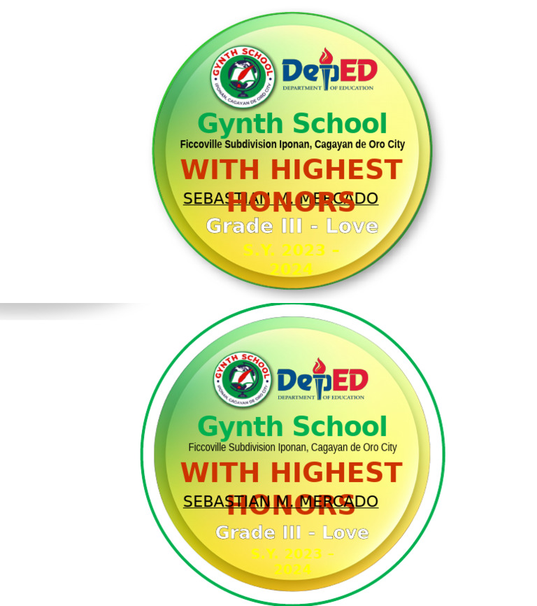 Gynth School Medal Layout for Honors | PDF