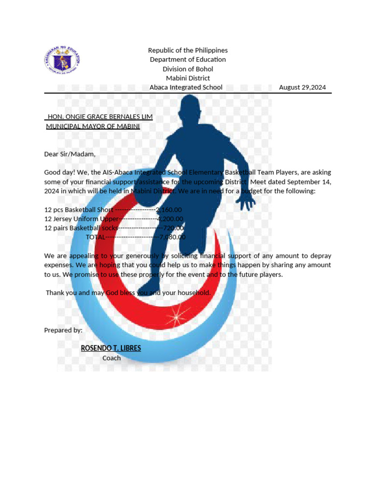 Solicitation Letter Basketball | PDF