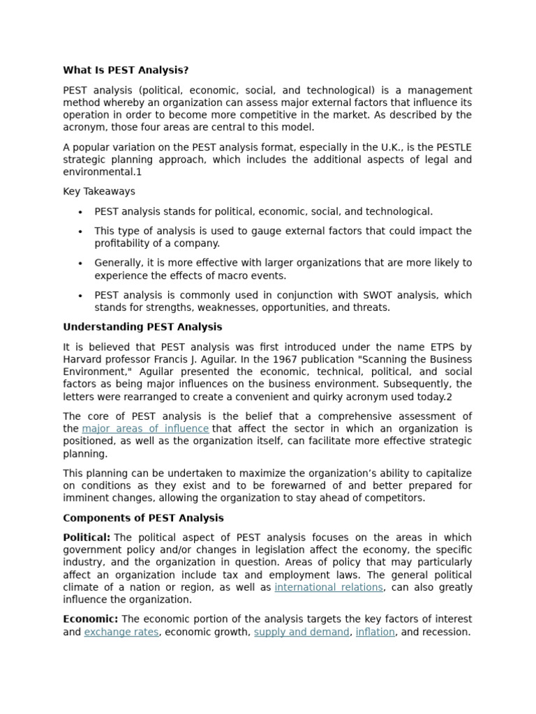 PEST ANALYSIS | PDF