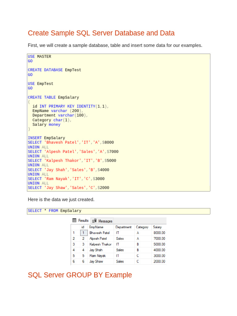 Rollup and Cube Example | PDF