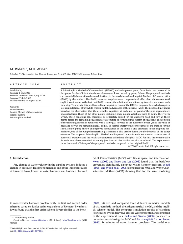 New Method Design For Critical Flow Method of Characters | PDF | Pump ...